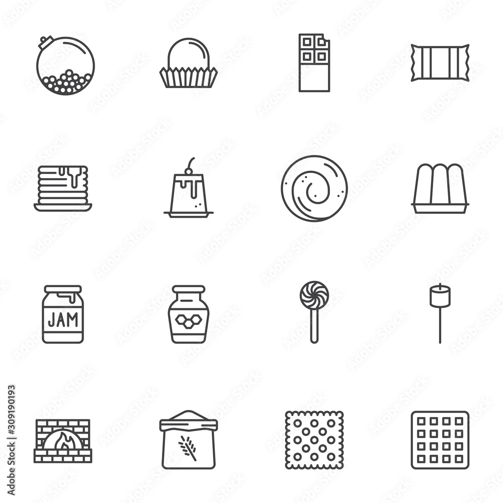 Sweets line icons set. linear style symbols collection, dessert food ...