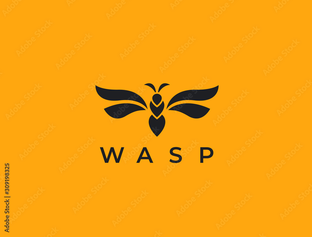 Abstract wasp logo. Stylized insect icon. Wasp, hornet, bee or ...