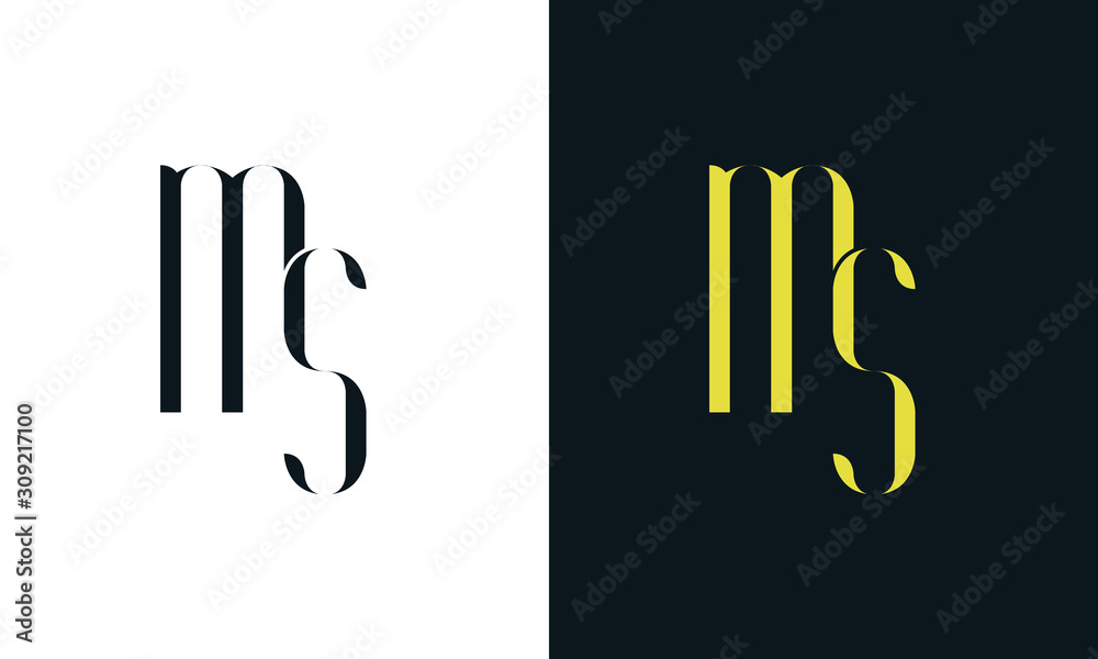 Abstract line art letter MS logo. This logo icon incorporate with two ...