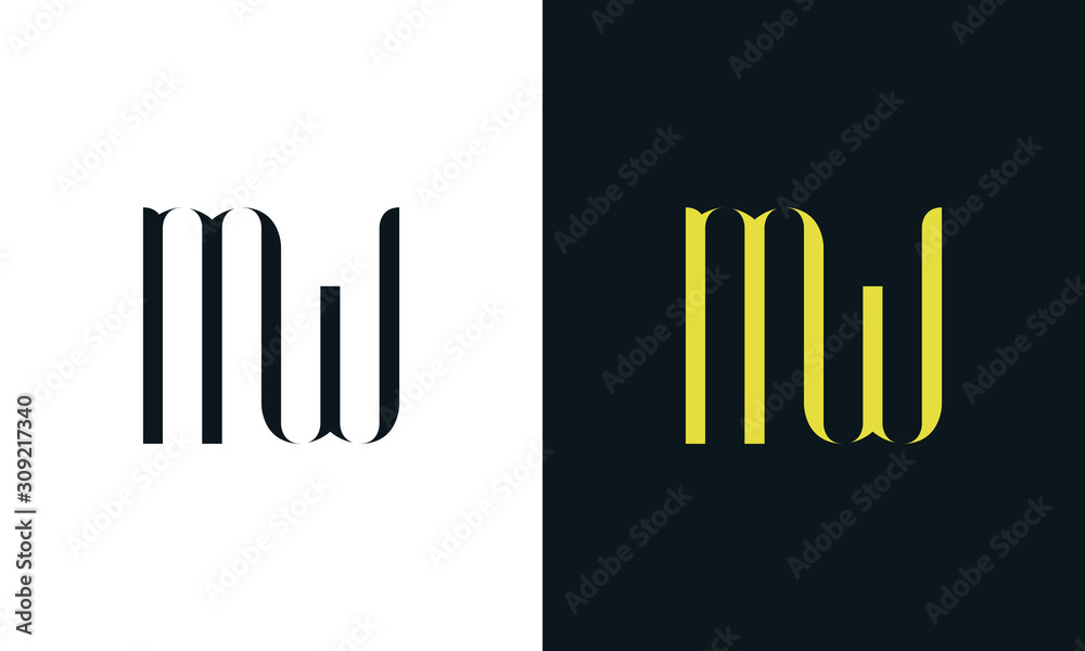 Abstract line art letter MW logo. This logo icon incorporate with two ...