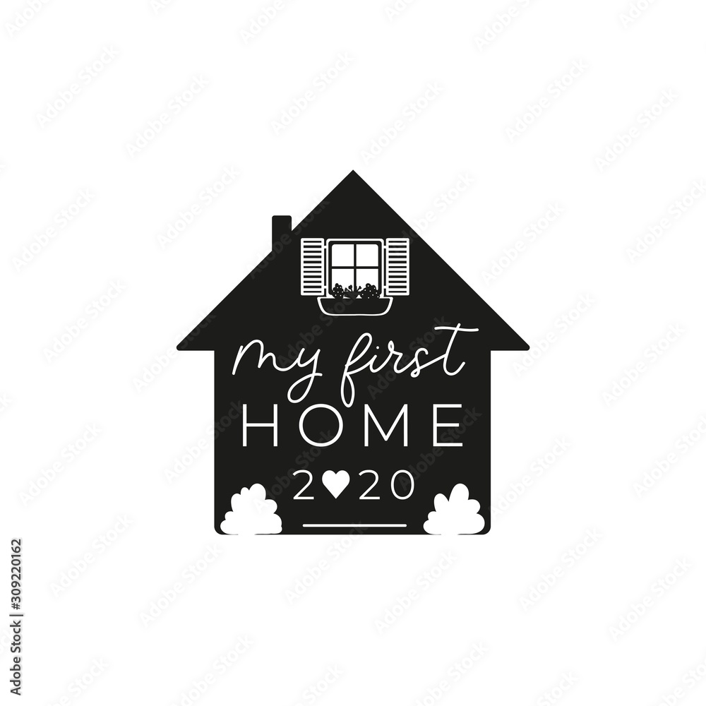 My first home ornament inspirational lettering vector illustration ...