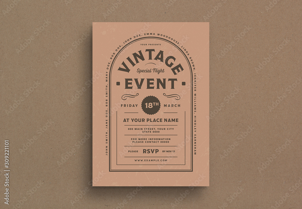Vintage Event Flyer Layout Stock Template | Adobe Stock