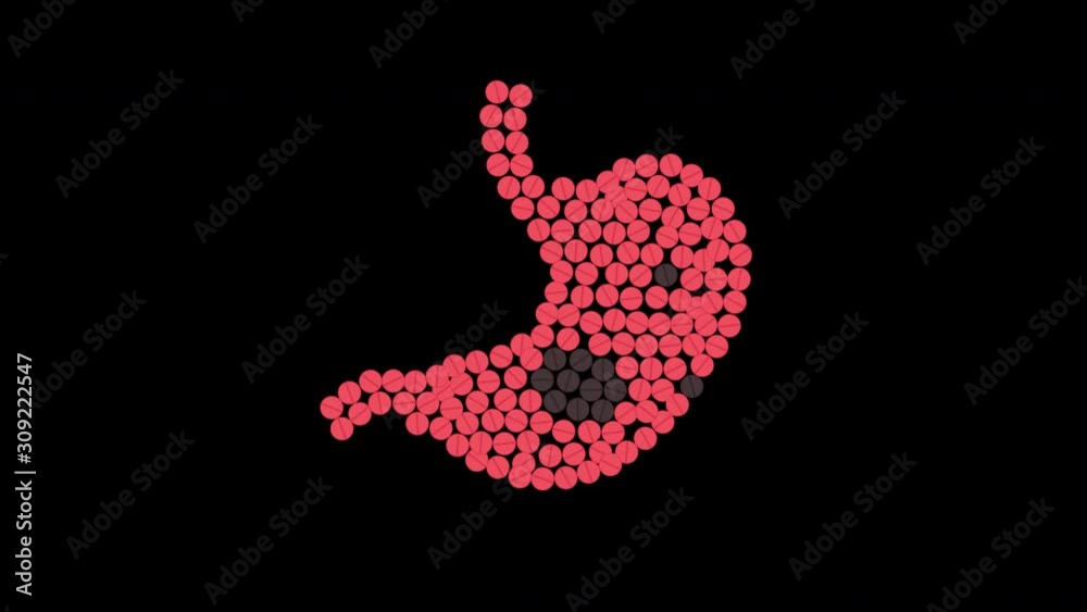 Stomach peptic ulcer awareness cartoon animation with stomach made of ...