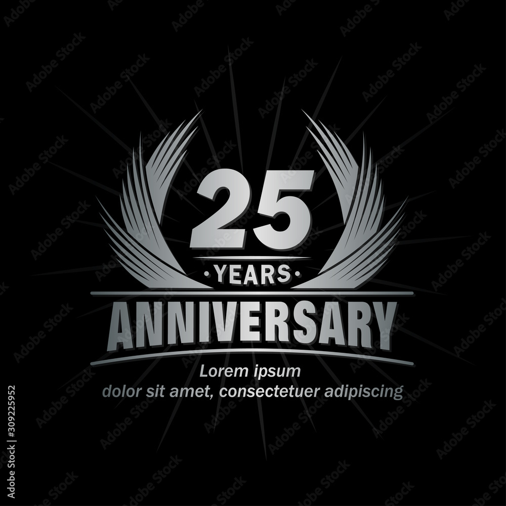 25 years logo design template. 25th anniversary vector and illustration ...