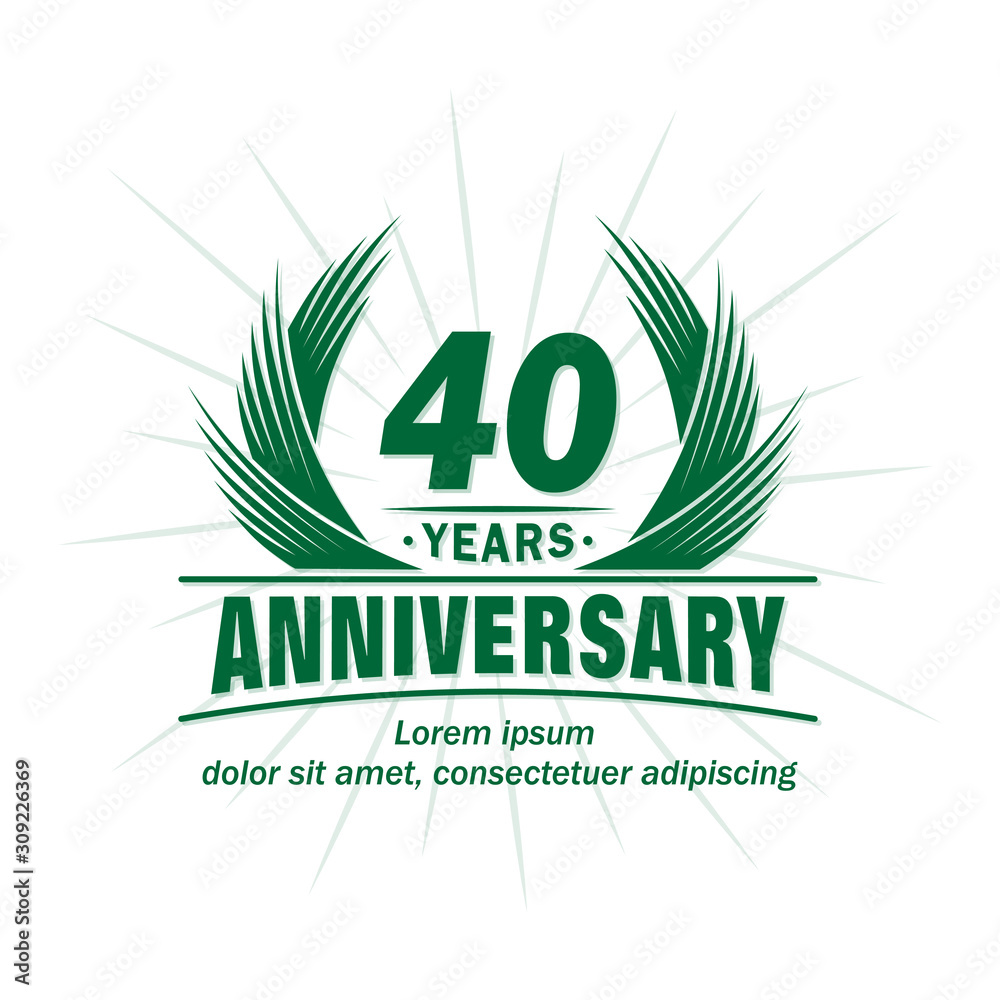 40 years logo design template. 40th anniversary vector and illustration ...
