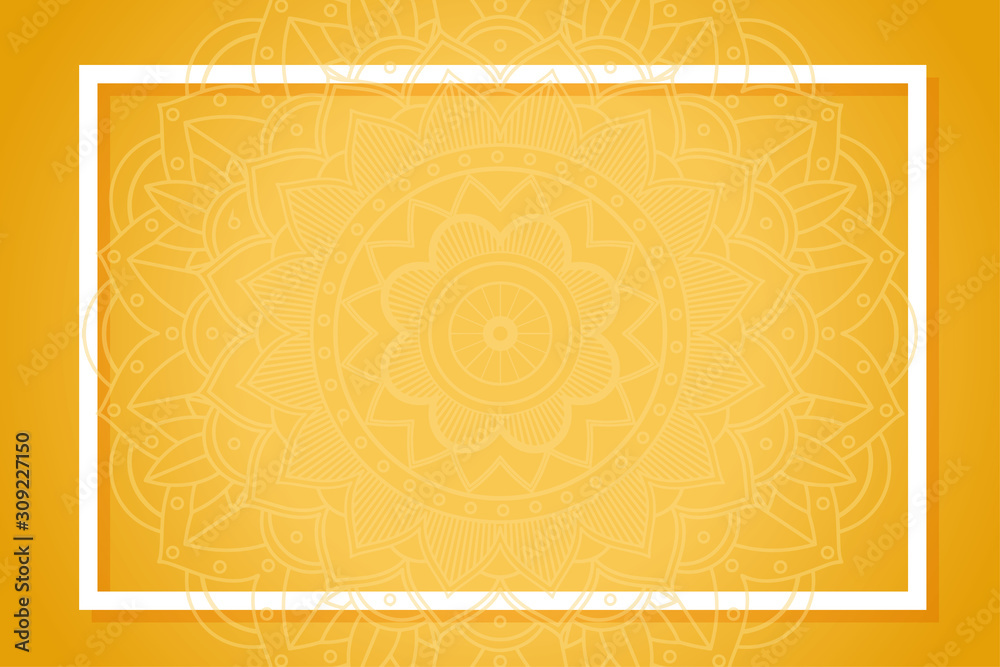 Yellow background with mandala patterns Stock Vector | Adobe Stock