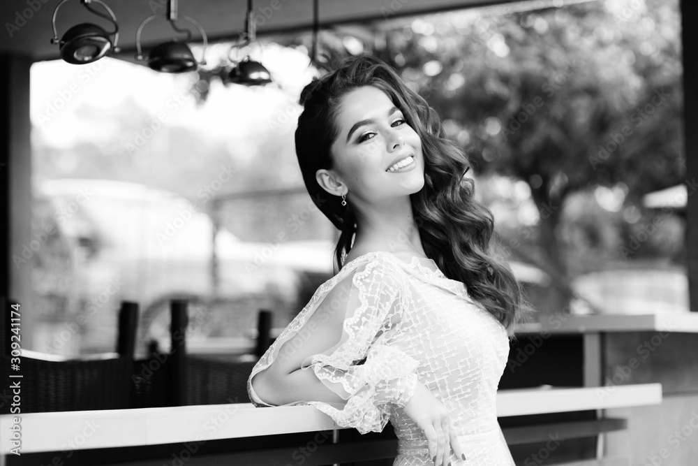 Beauty fashion portrait. Sexy face of an attractive lady posing in ...