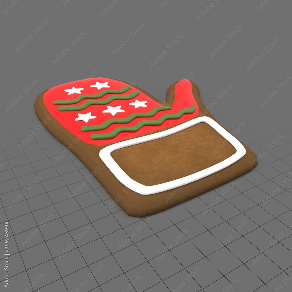 Gingerbread mitten cookie Stock 3D asset | Adobe Stock