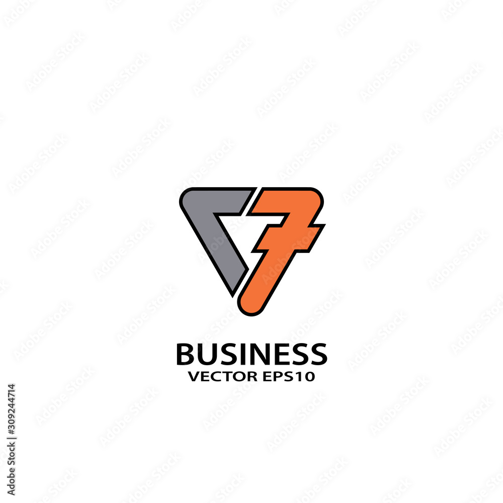 Seven logo design, triangle number 7 logo template. Stock Vector ...