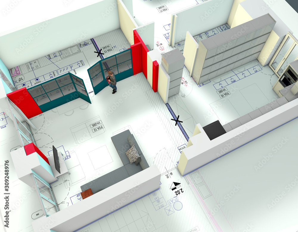 Architectural redesign of an apartment, reformulation of the interior ...