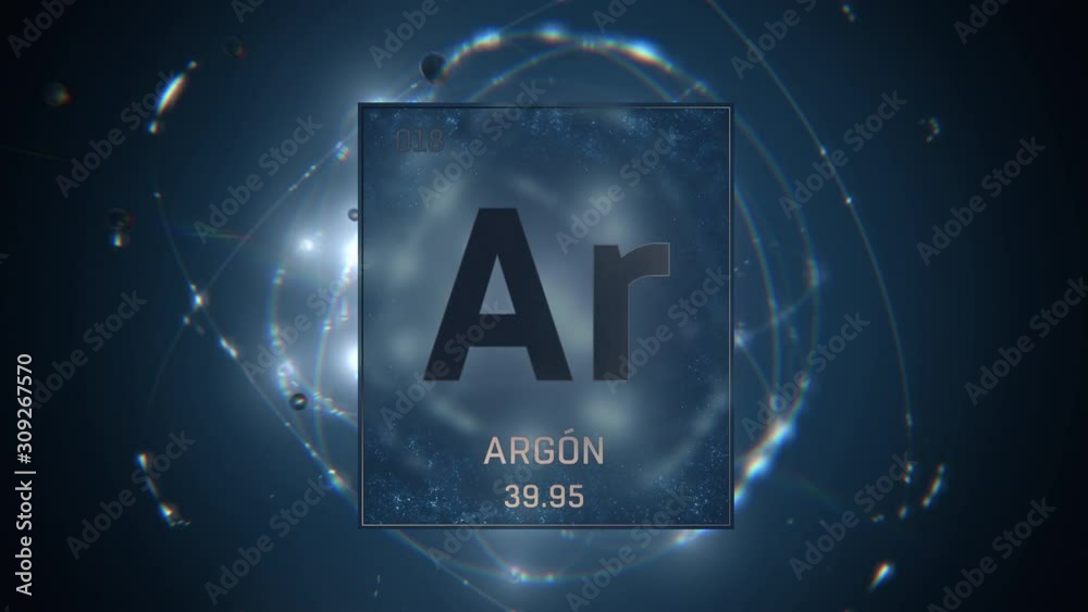 Argon as Element 18 of the Periodic Table. Seamlessly looping 3D ...