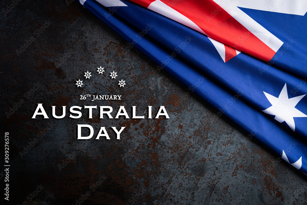Australia day concept. Australian flag with the text Happy Australia ...