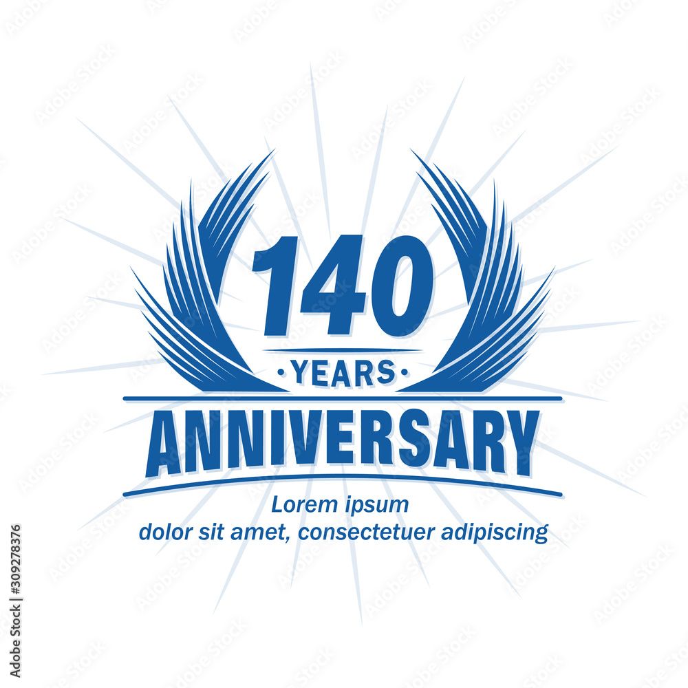 140 years logo design template. 140th anniversary vector and ...