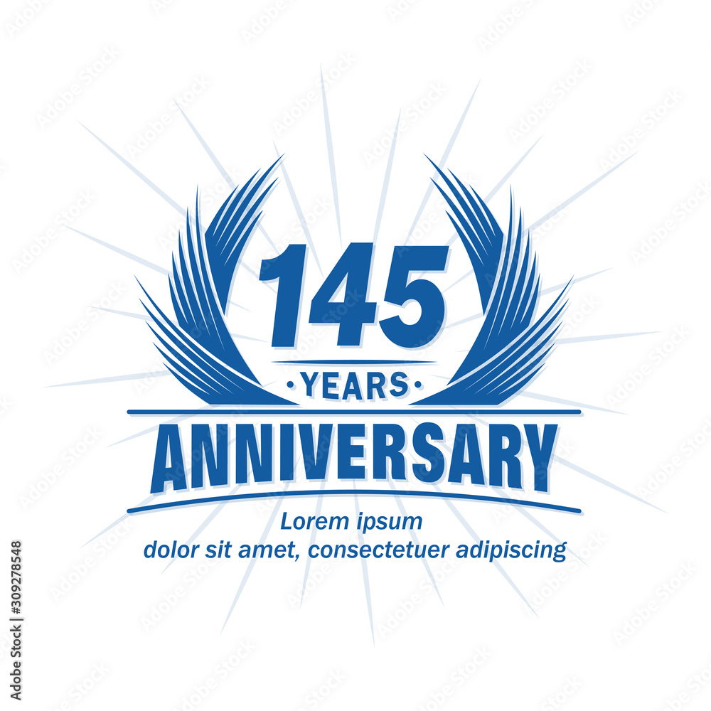 145 years logo design template. 145th anniversary vector and ...