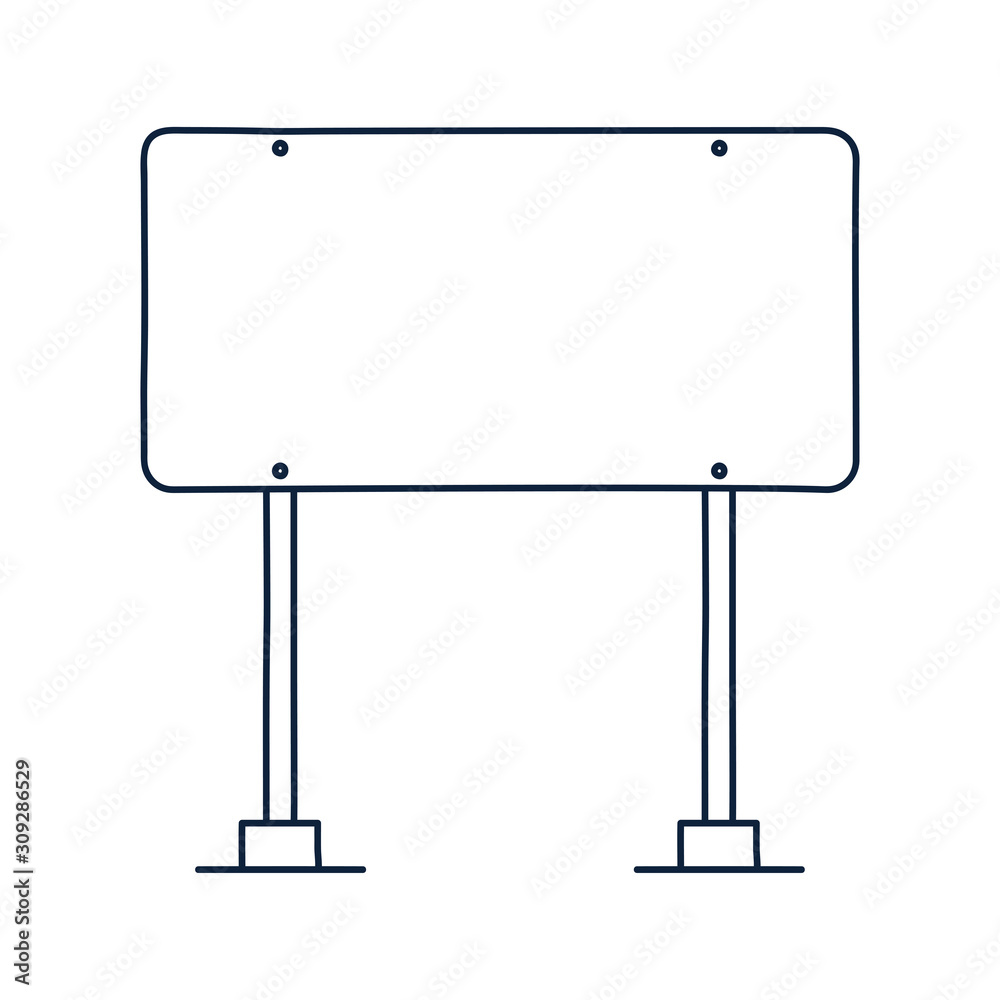 rectangle Road traffic sign vector icon in outline doodle style. Blank ...