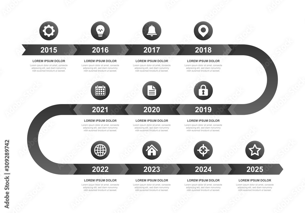 Poster Timeline and infographic concept design, modern, with icons ...