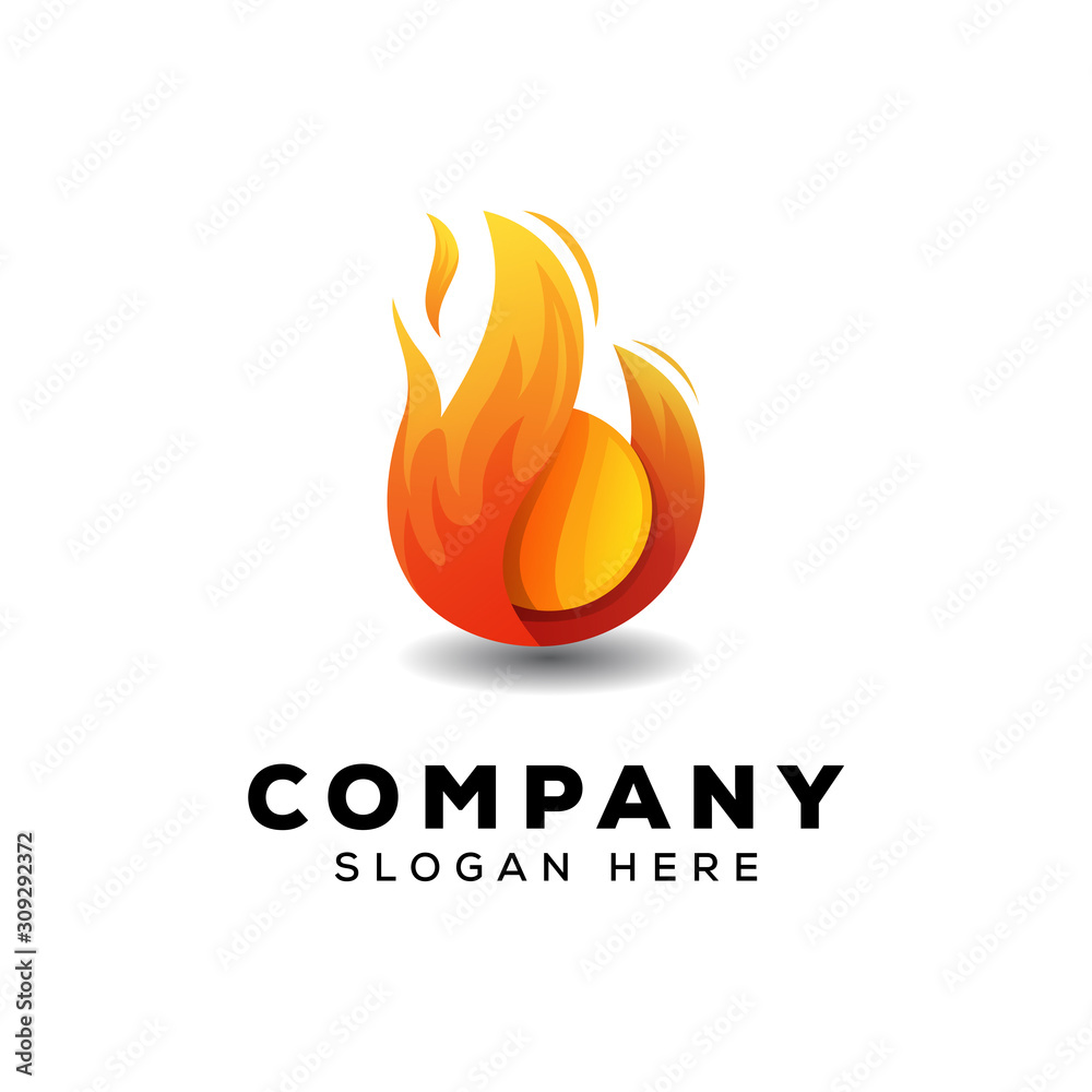fire ball logo design vector template Stock Vector | Adobe Stock