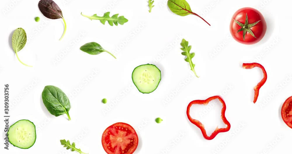 Motion animation with vegetables. vegetables animation on the white ...