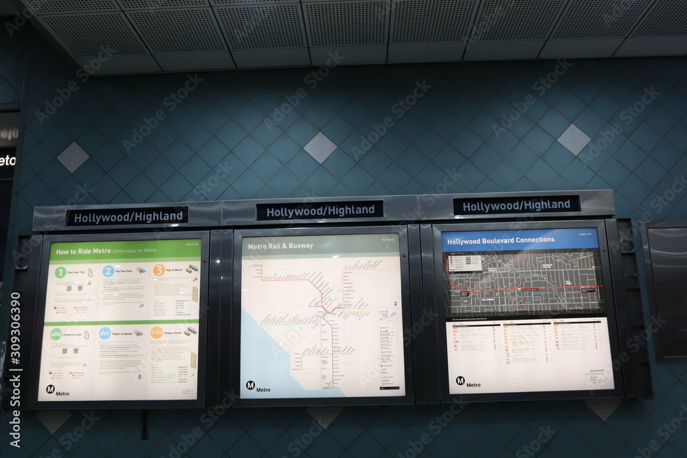 Los Angeles, California – May 2019: LA Metro Rail Information Panel of ...
