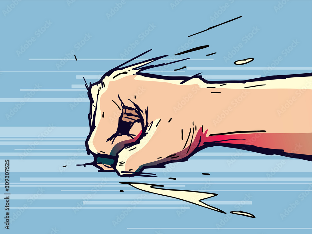 Hand, fist punching or hitting. Comic pop art, symbol. Vector ...