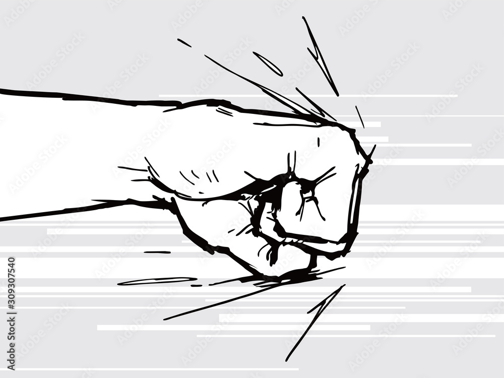 Hand, fist punching or hitting. Comic pop art, symbol. Vector ...