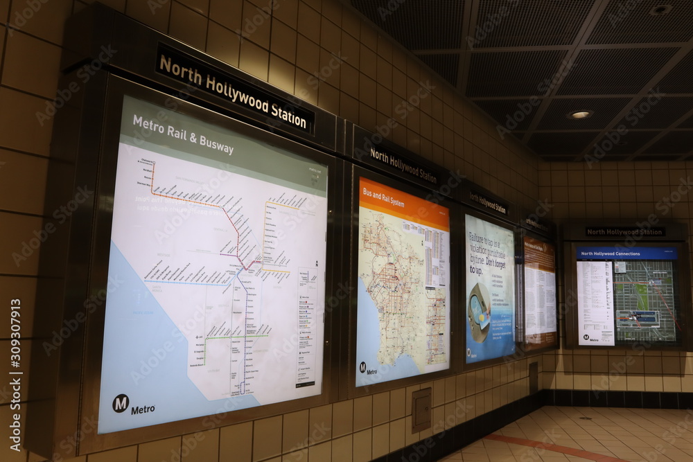 Los Angeles, California – May 2019: LA Metro Rail Information Panel of ...