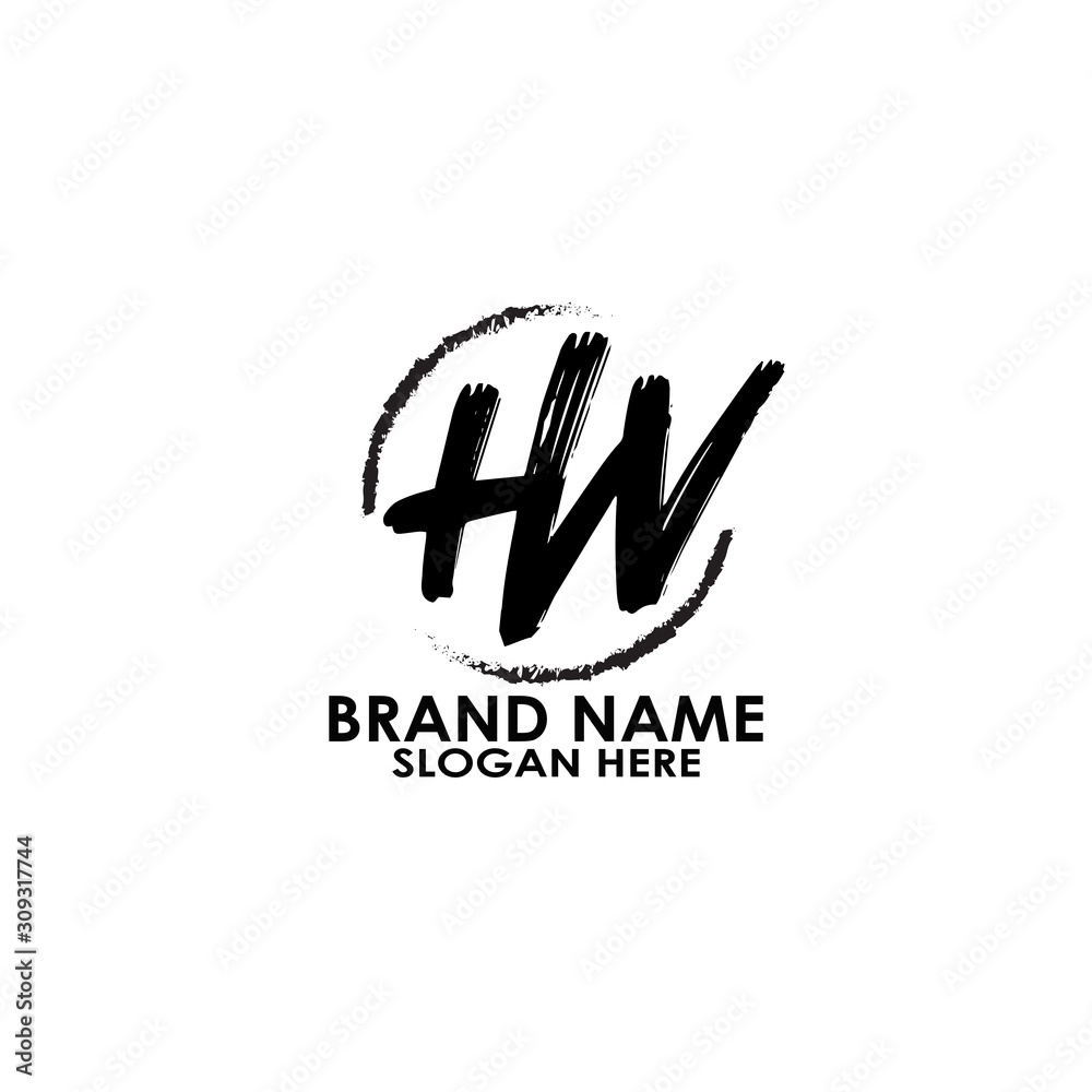 logo hw letter brush vector design Stock Vector | Adobe Stock