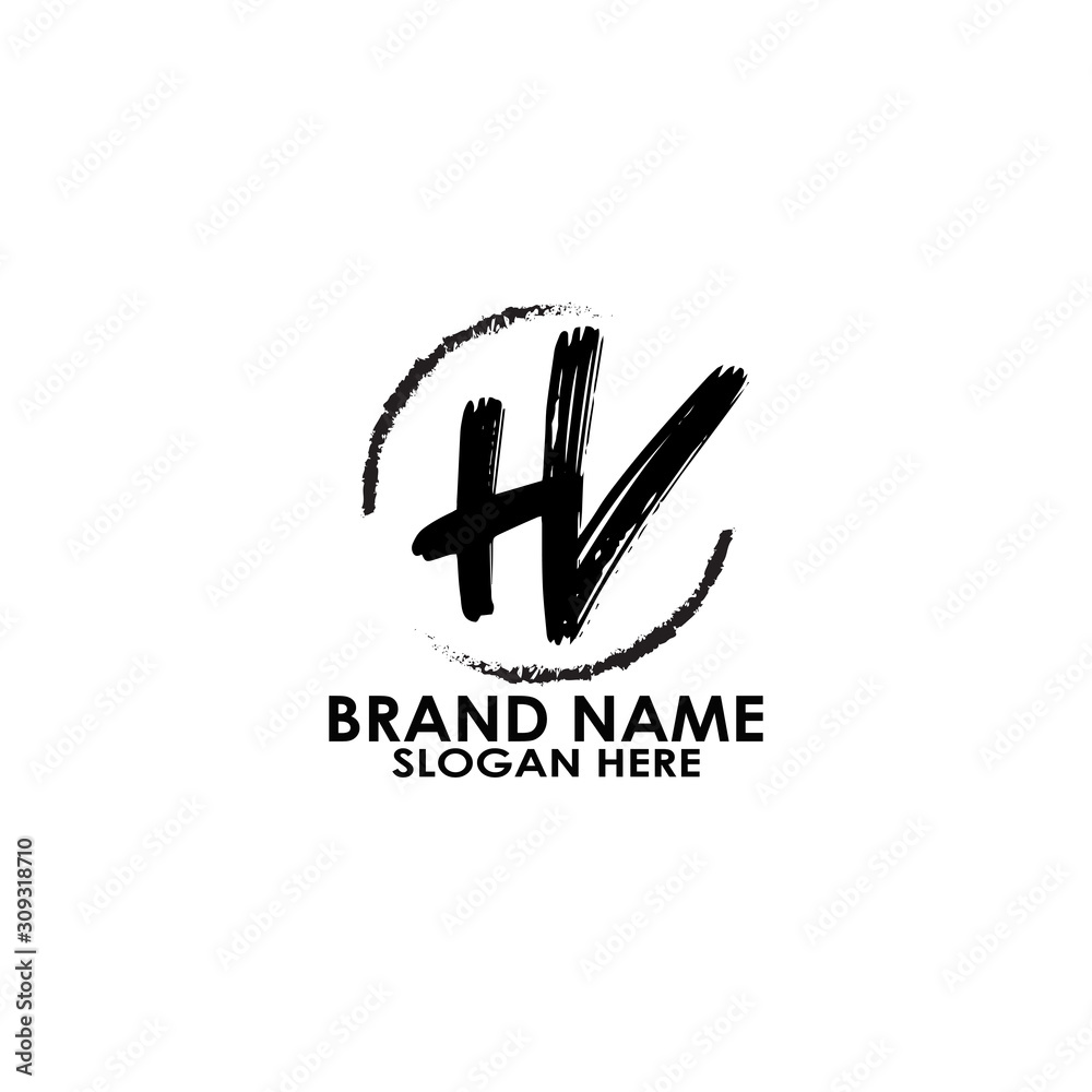 logo letter hv brush vector design Stock Vector | Adobe Stock