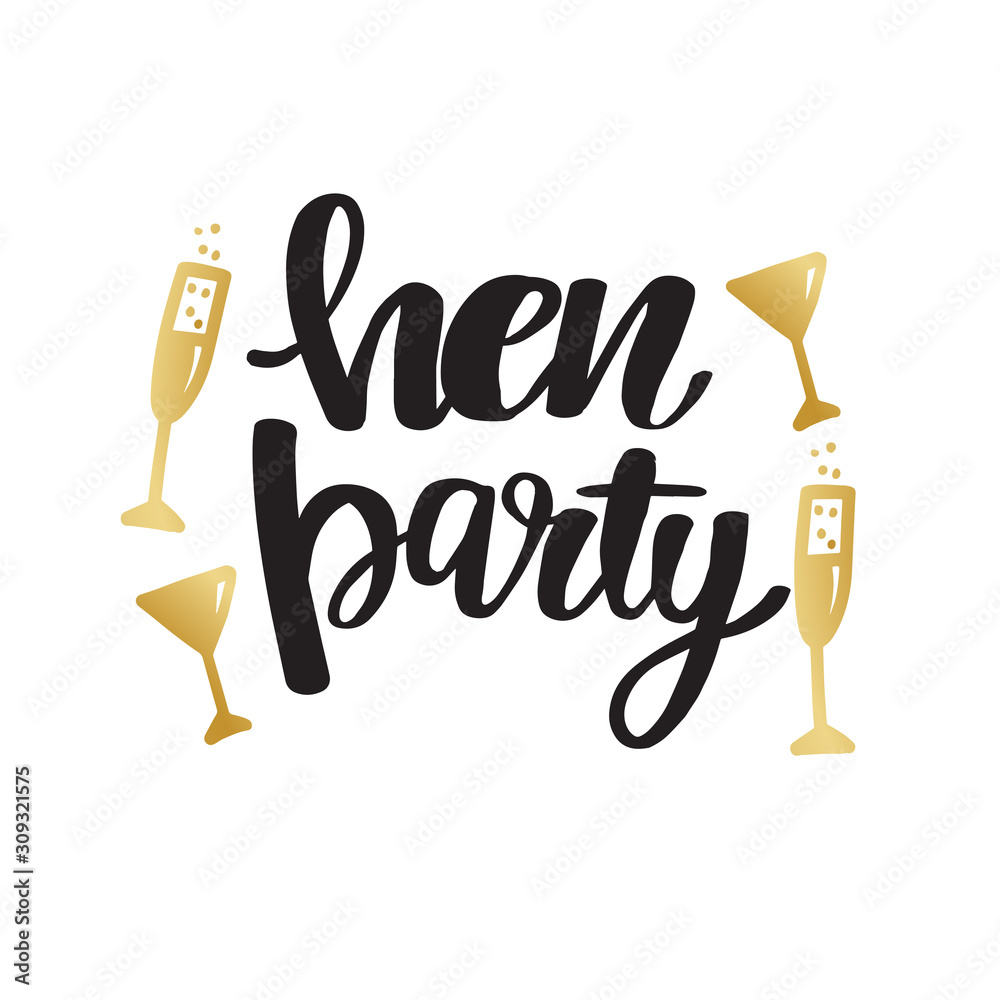 Hen party calligraphy postcard, banner or poster graphic design Stock ...