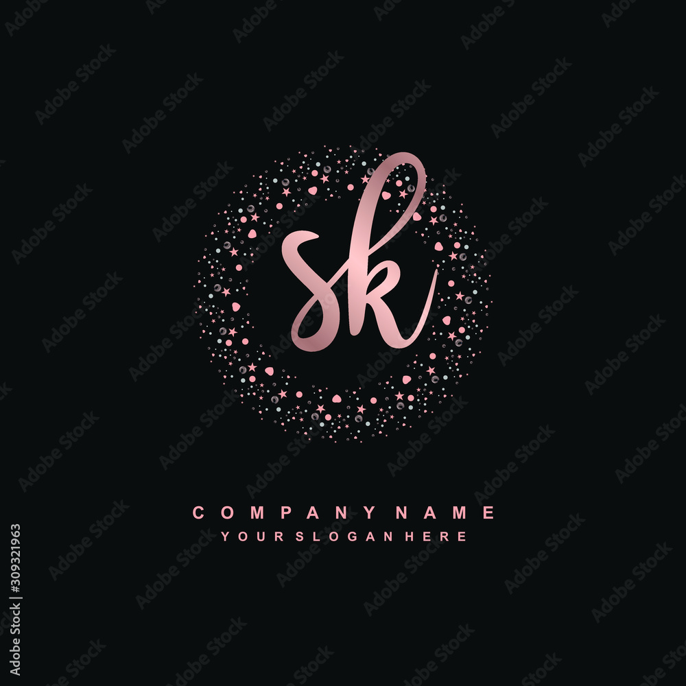 SK Beauty vector initial logo, handwriting logo of initial signature ...