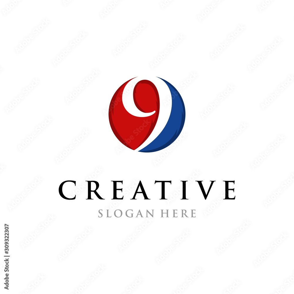9/Nine Numeric Modern Technology Icon Logo Design Template Element ...