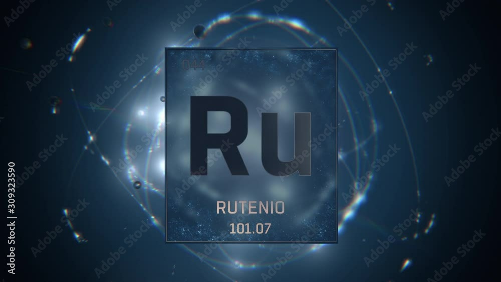 Ruthenium as Element 44 of the Periodic Table. Seamlessly looping 3D ...