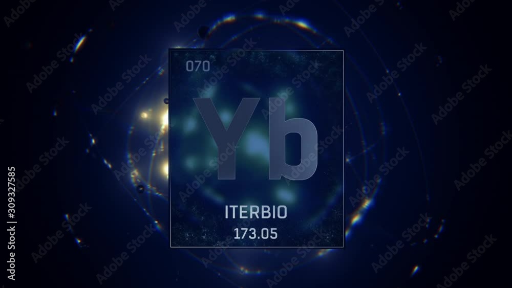 Ytterbium as Element 70 of the Periodic Table. Seamlessly looping 3D ...