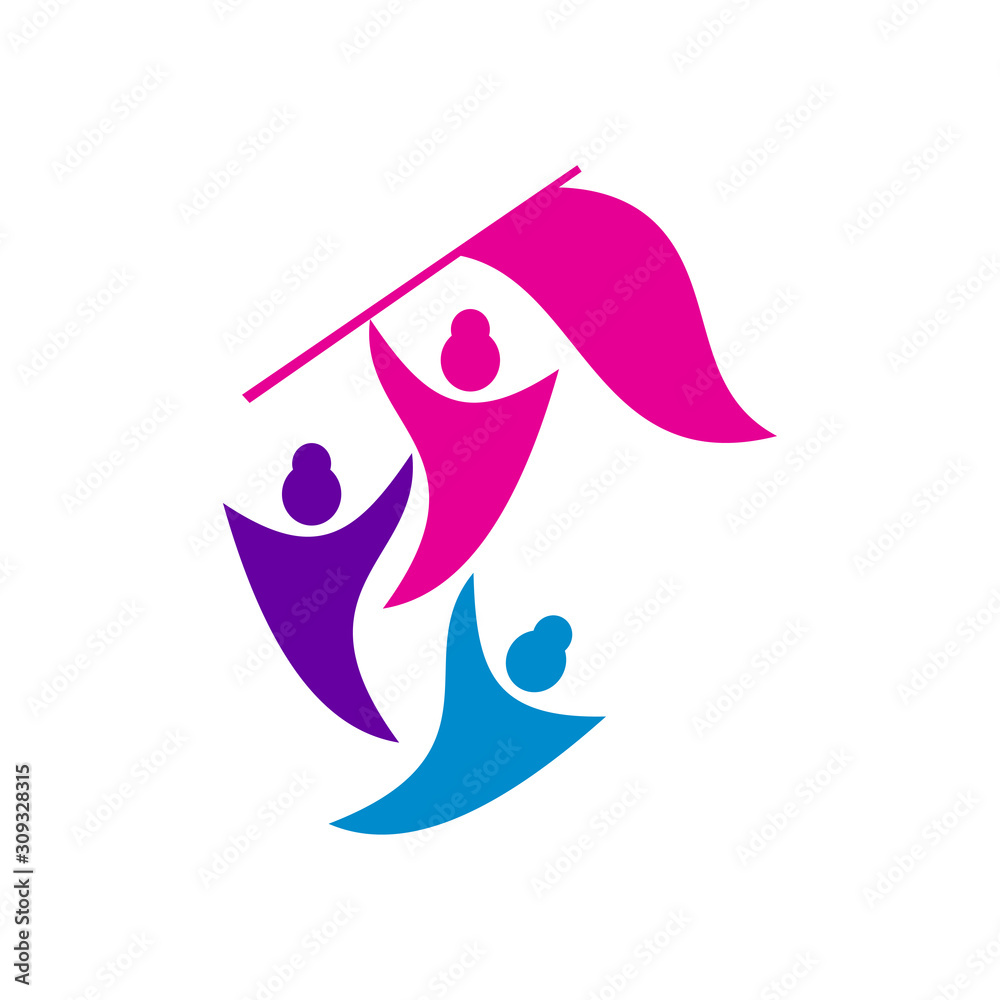 Woman power Teamwork logo vector illustration icon symbol Stock Vector ...