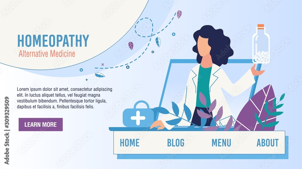 Flat Landing Page Promoting Alternative Homeopathy Medicine. Online ...