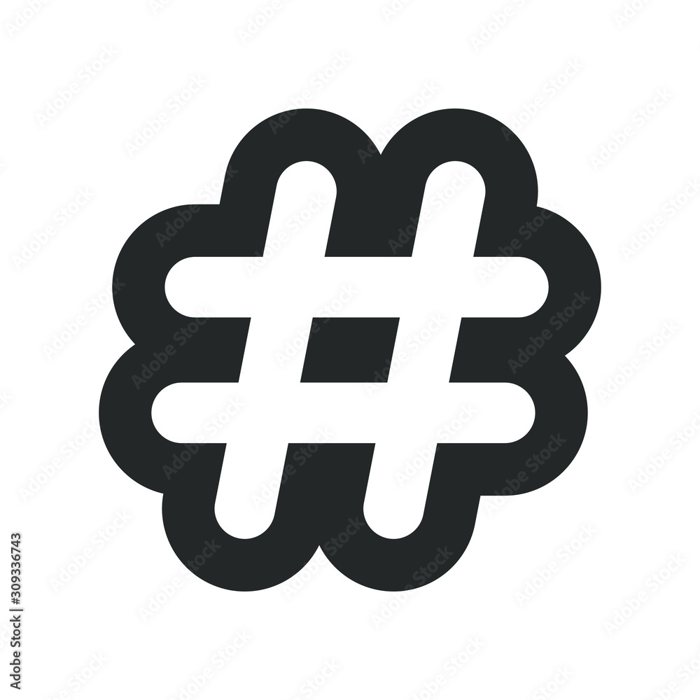 Hashtag flat style icon shape with cool gradient colors. Social media ...