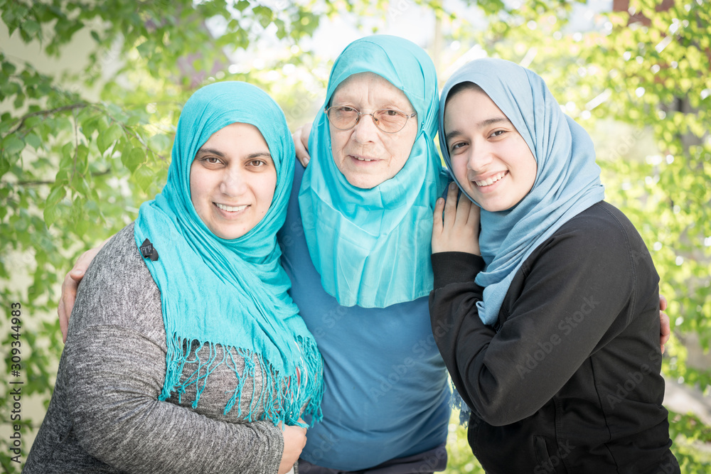 3 generations Muslim family - females only Stock Photo | Adobe Stock