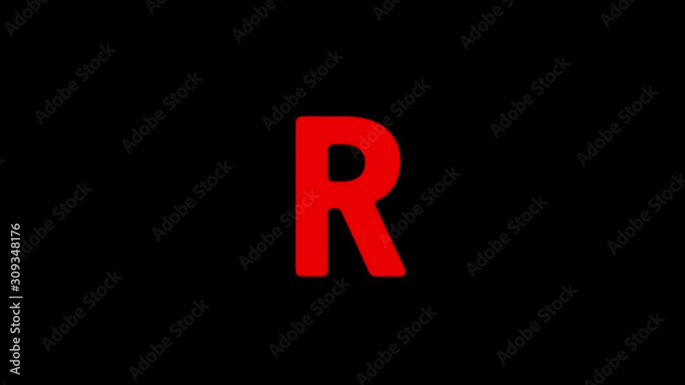 Cartoon alphabet R letter Red Icon, Background with motion of R letter ...
