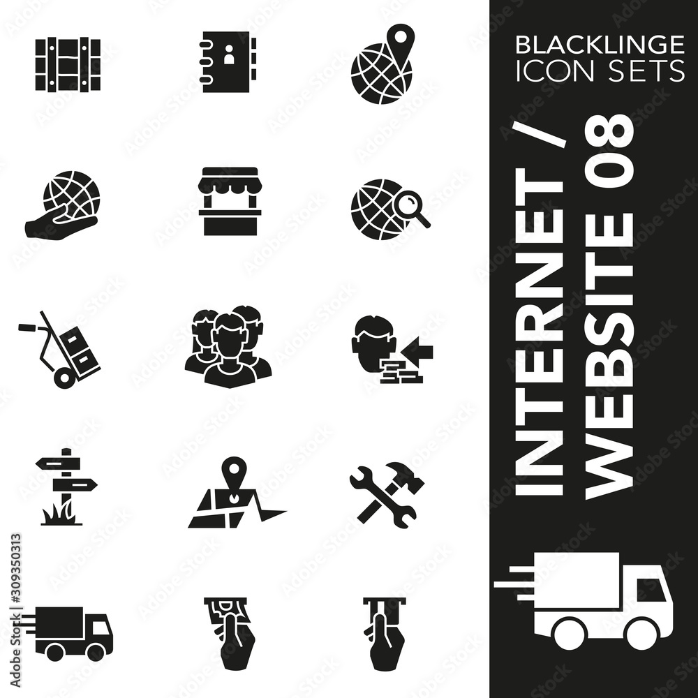 High quality black and white icons of office and business. Blacklinge ...