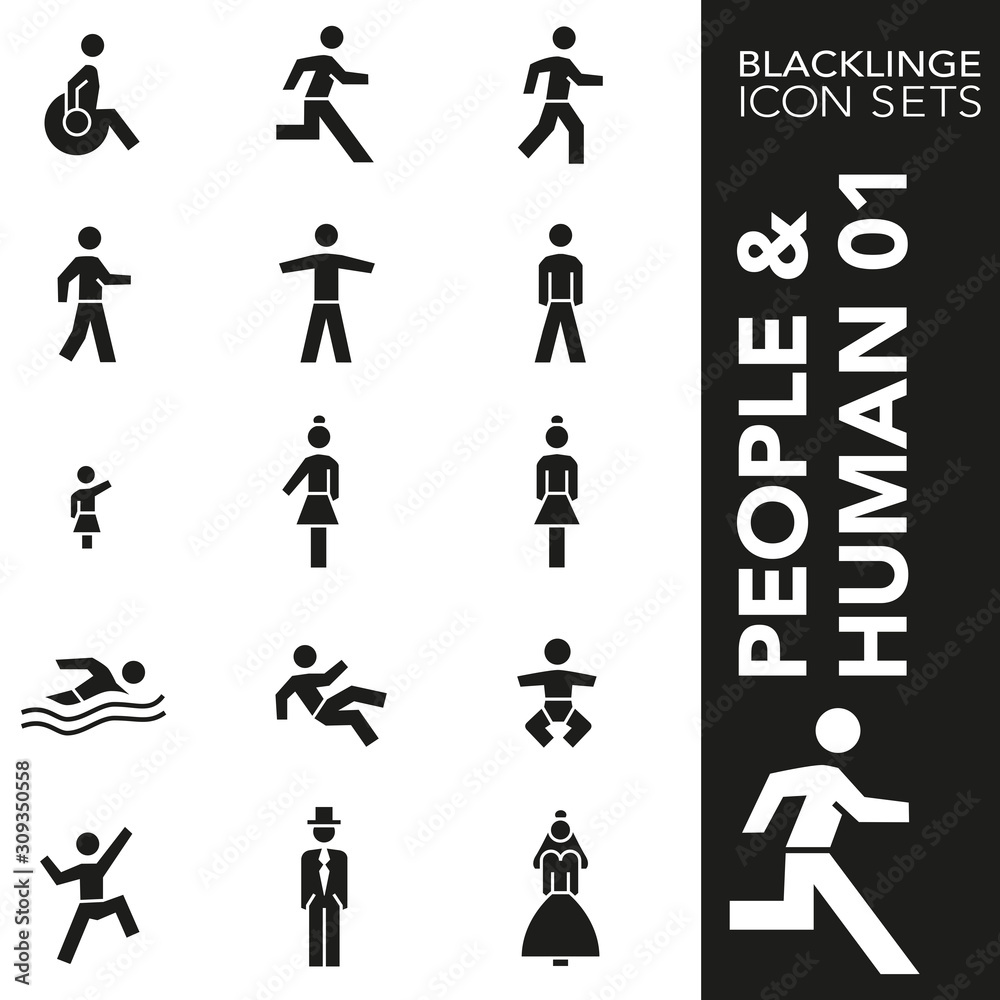 High quality black and white icons of People and Human. Blacklinge are ...