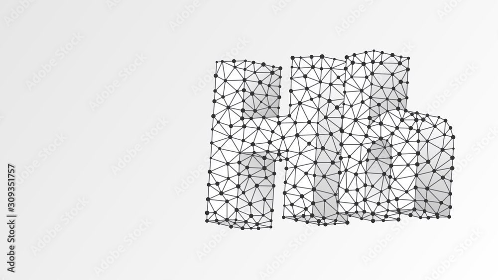 Alphabet letter H. Abstract digital wireframe, low poly mesh, Raster ...