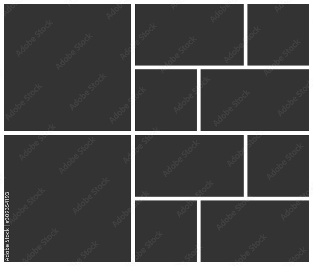 Templates collage ten frames photos. Poster frame mockup. Empty vector ...