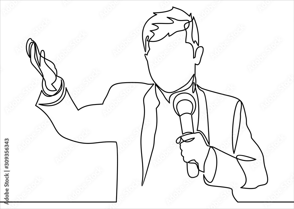 Business conference, business meeting. Man at rostrum in front of ...