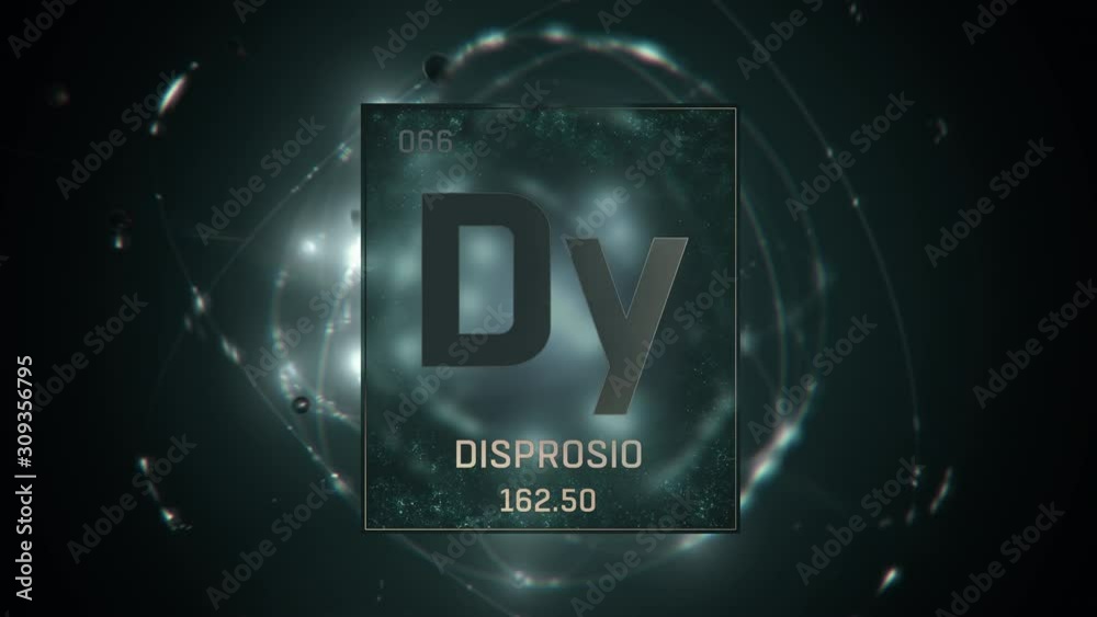 Dysprosium as Element 66 of the Periodic Table. Seamlessly looping 3D ...