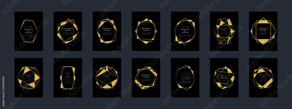 Glitter Gold Geometric Card Vector Stock Vector | Adobe Stock