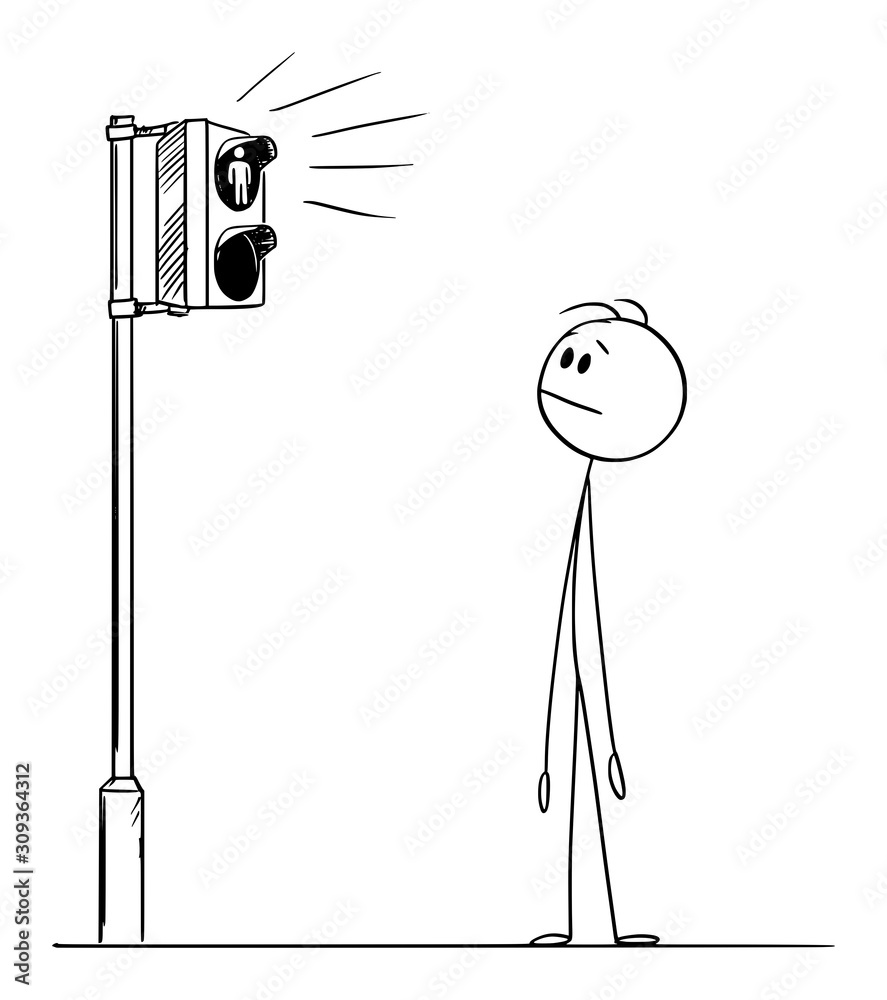 Vector cartoon stick figure drawing conceptual illustration of man or ...
