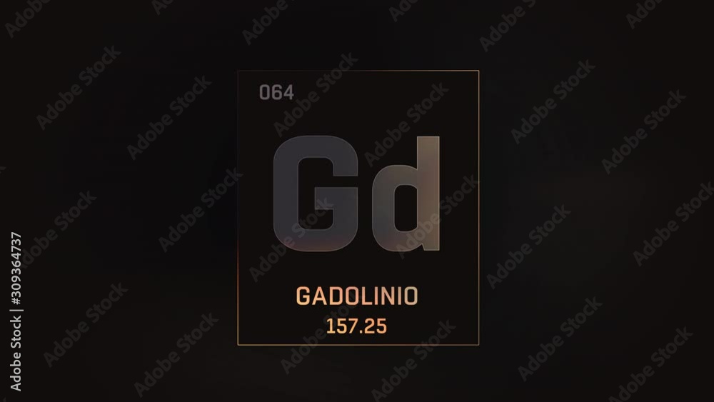 Gadolinium as Element 64 of the Periodic Table. Seamlessly looping 3D ...