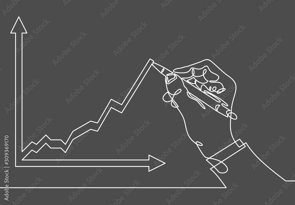 Growth graph concept. Businessman draws a chart of financial growth ...