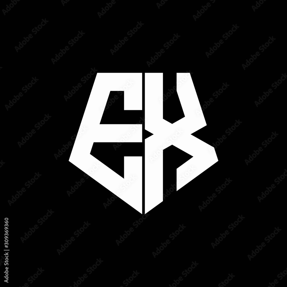 EX logo monogram with pentagon shape style design template Stock Vector ...