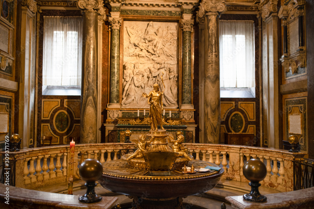 ROME - 15-November, 2019: Inside the St Peter's Basilica or San Pietro ...